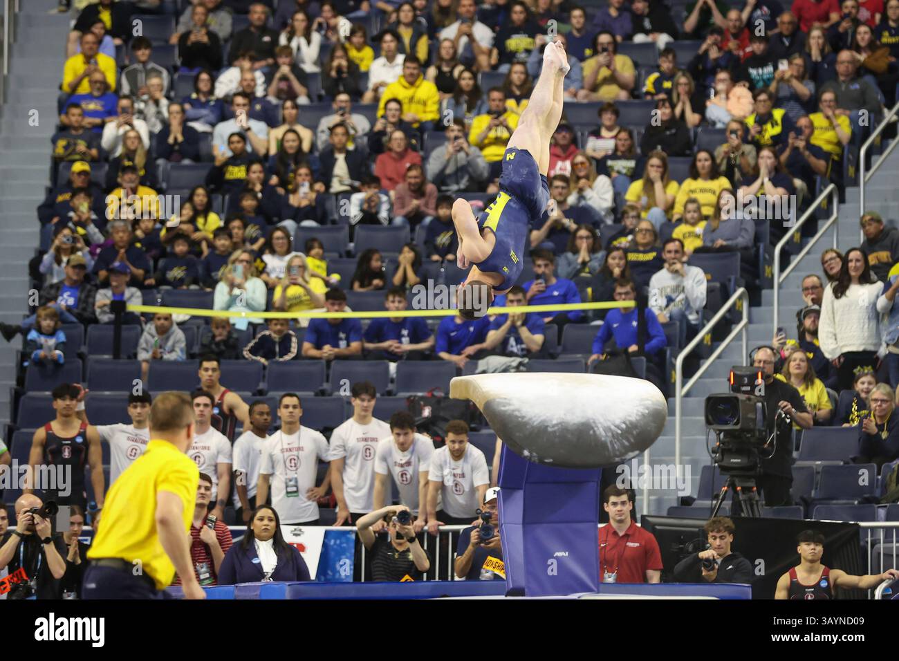 ANN ARBOR, MI - APRIL 19: Michigan gymnast Paul Juda competes in the ...