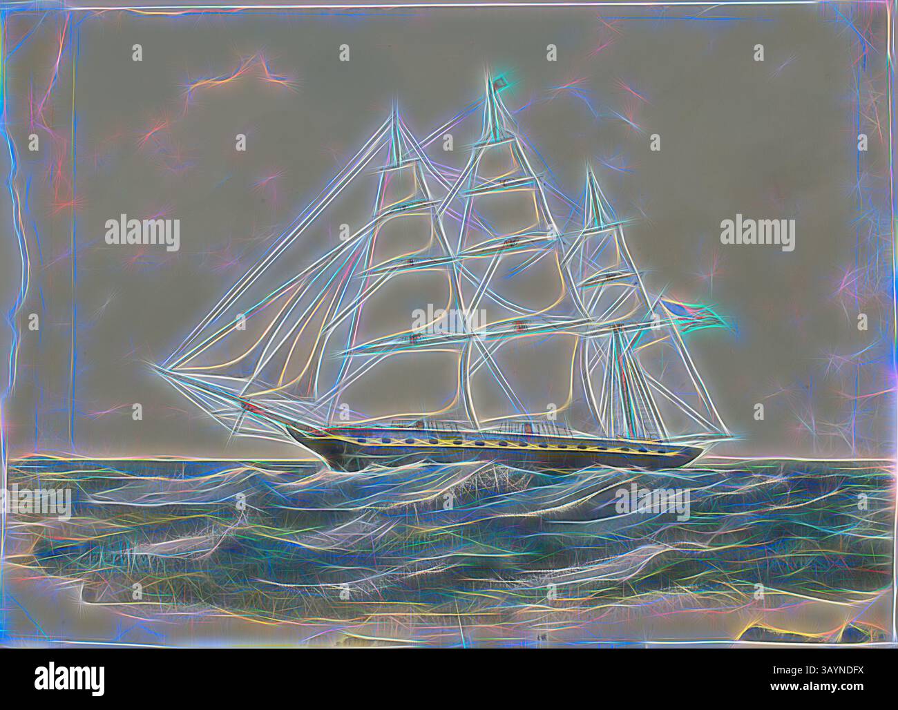 A majestic sailing ship with multiple masts gracefully navigates ...