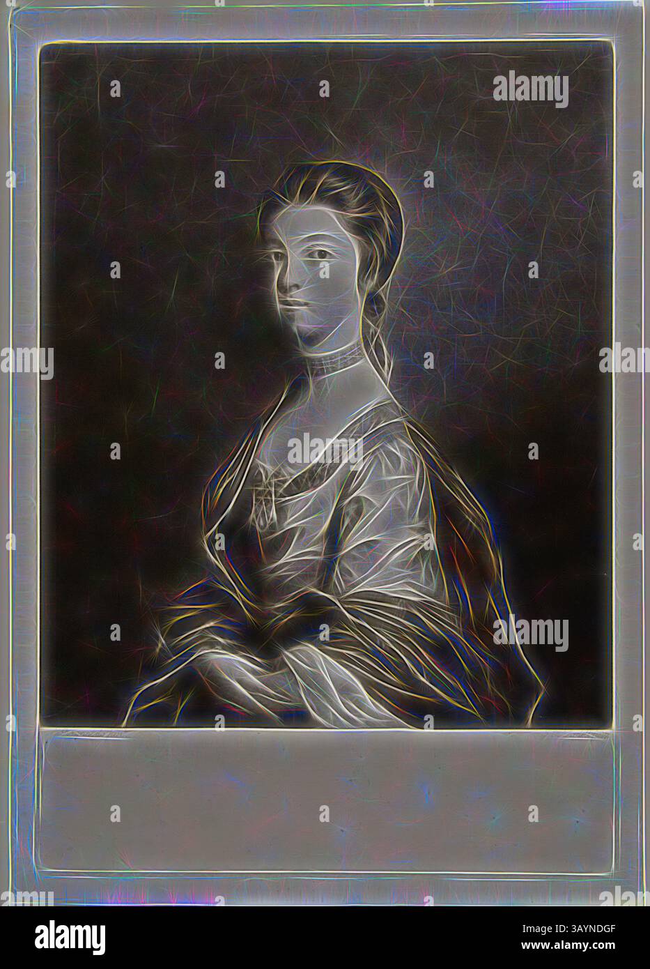A elegantly dressed woman gazes confidently, her intricate hairstyle ...