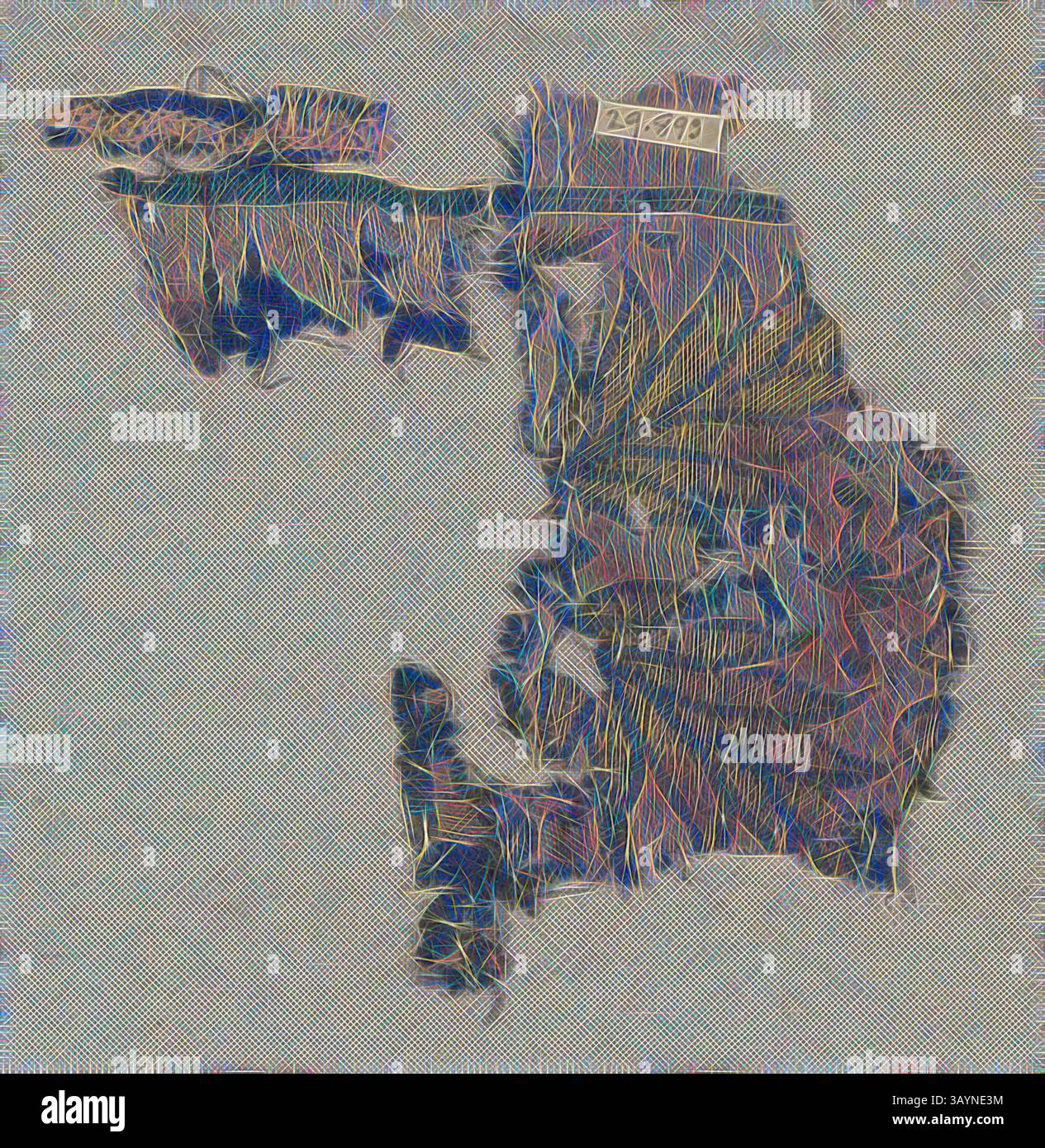 A stylized representation of a map featuring distinct borders and ...