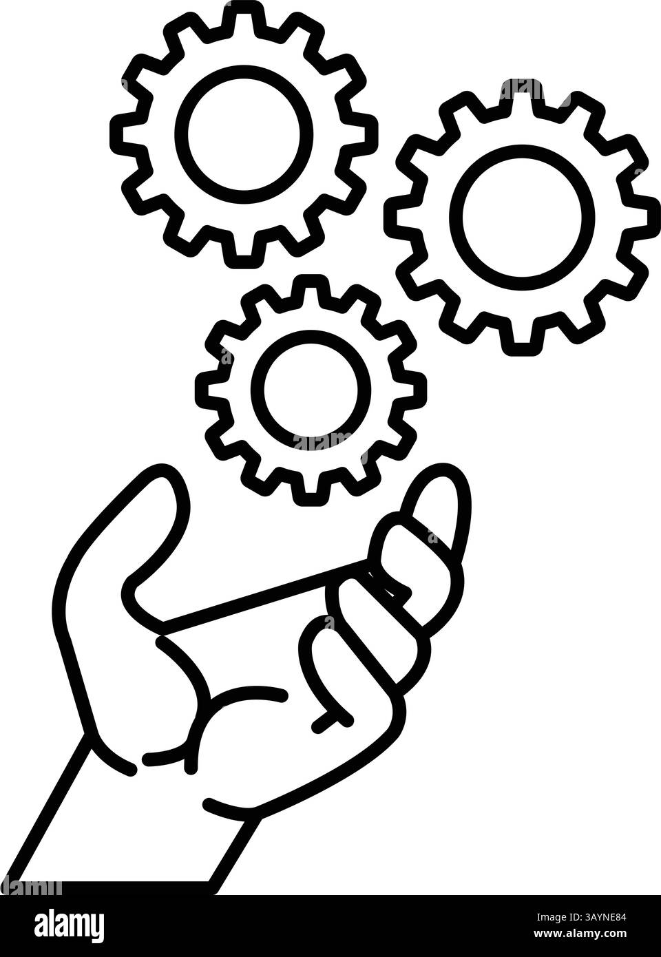 A hand holding three gears in line art style Stock Vector Image & Art ...