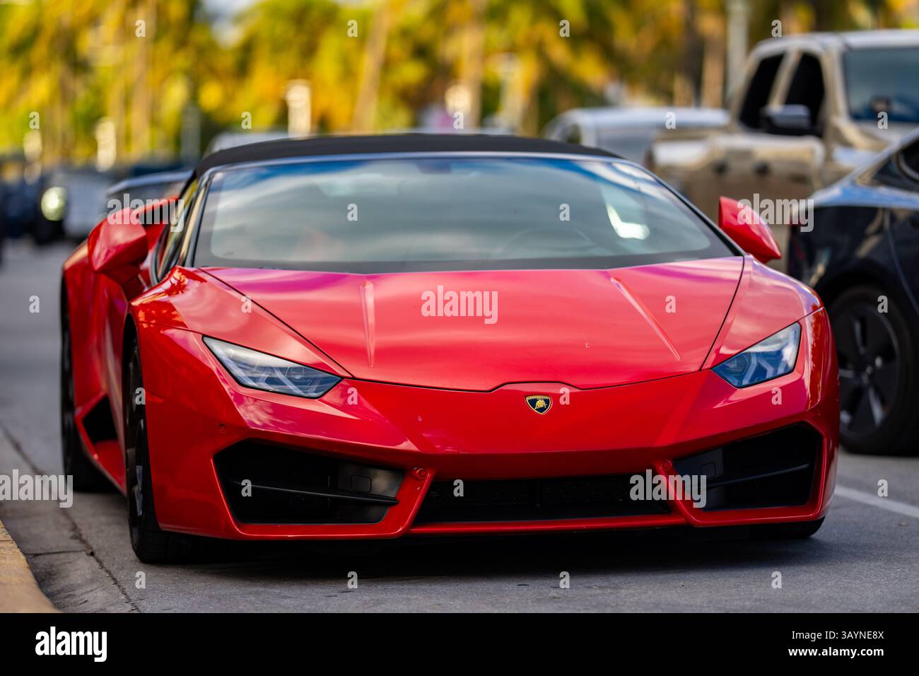 April 3, 2025. Miami. Lambo concept. Lamborghini sport car on the city ...