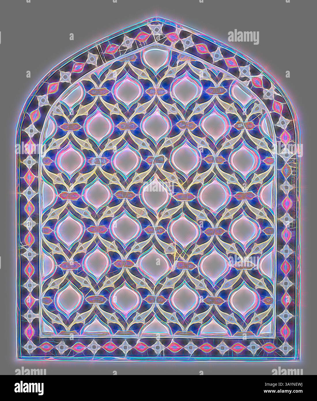 An intricately designed archway features a captivating geometric ...