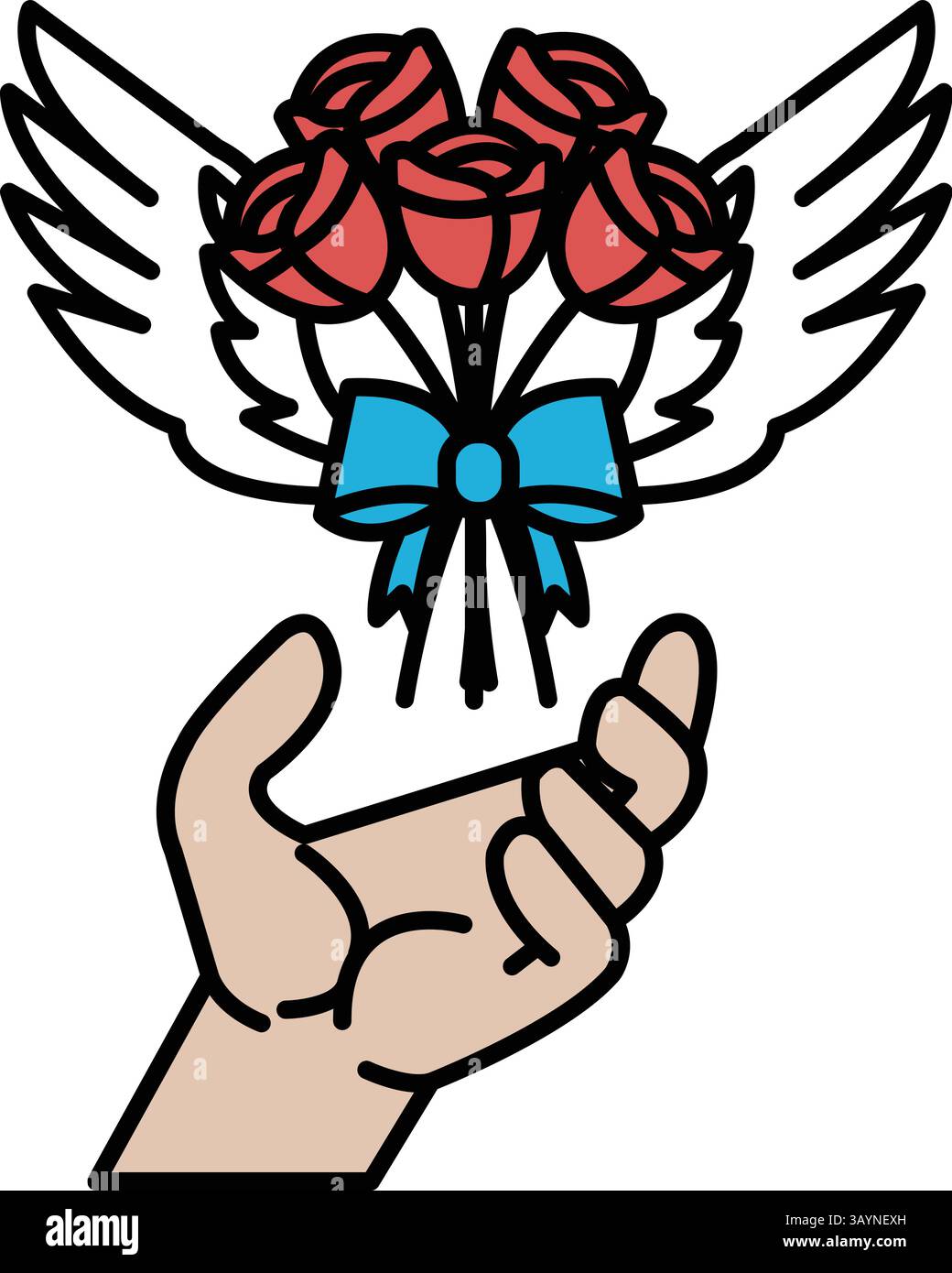 Hand holding red roses Stock Vector Images - Alamy