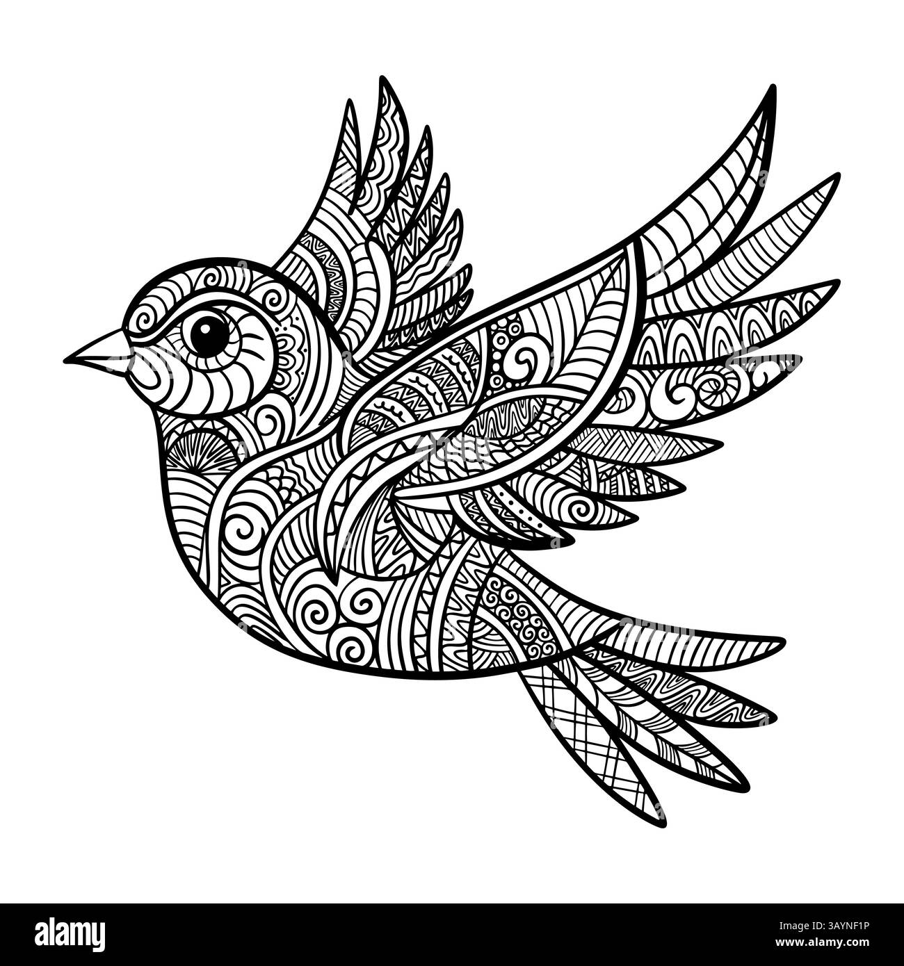 Zentangle bird for coloring book. Ethnic patterned vector illustration ...