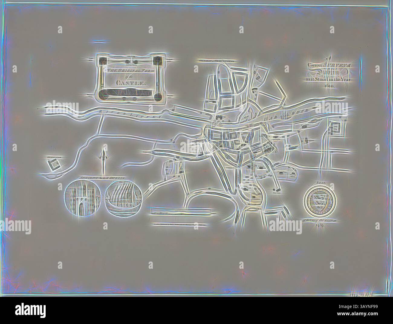 A stylized map depicting a town layout with intricate pathways ...
