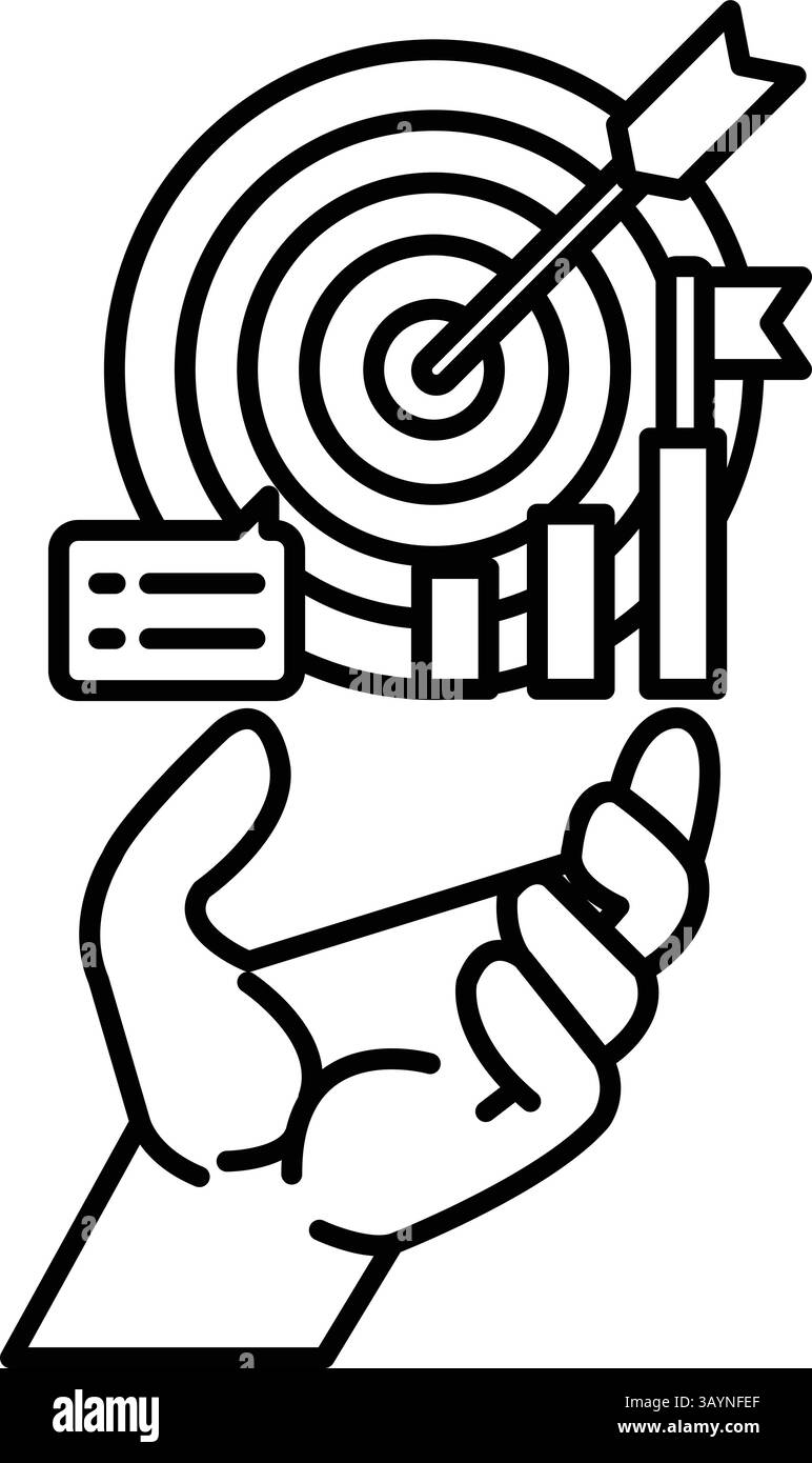 A hand holding a target with a bullseye and a arrow Stock Vector Image ...