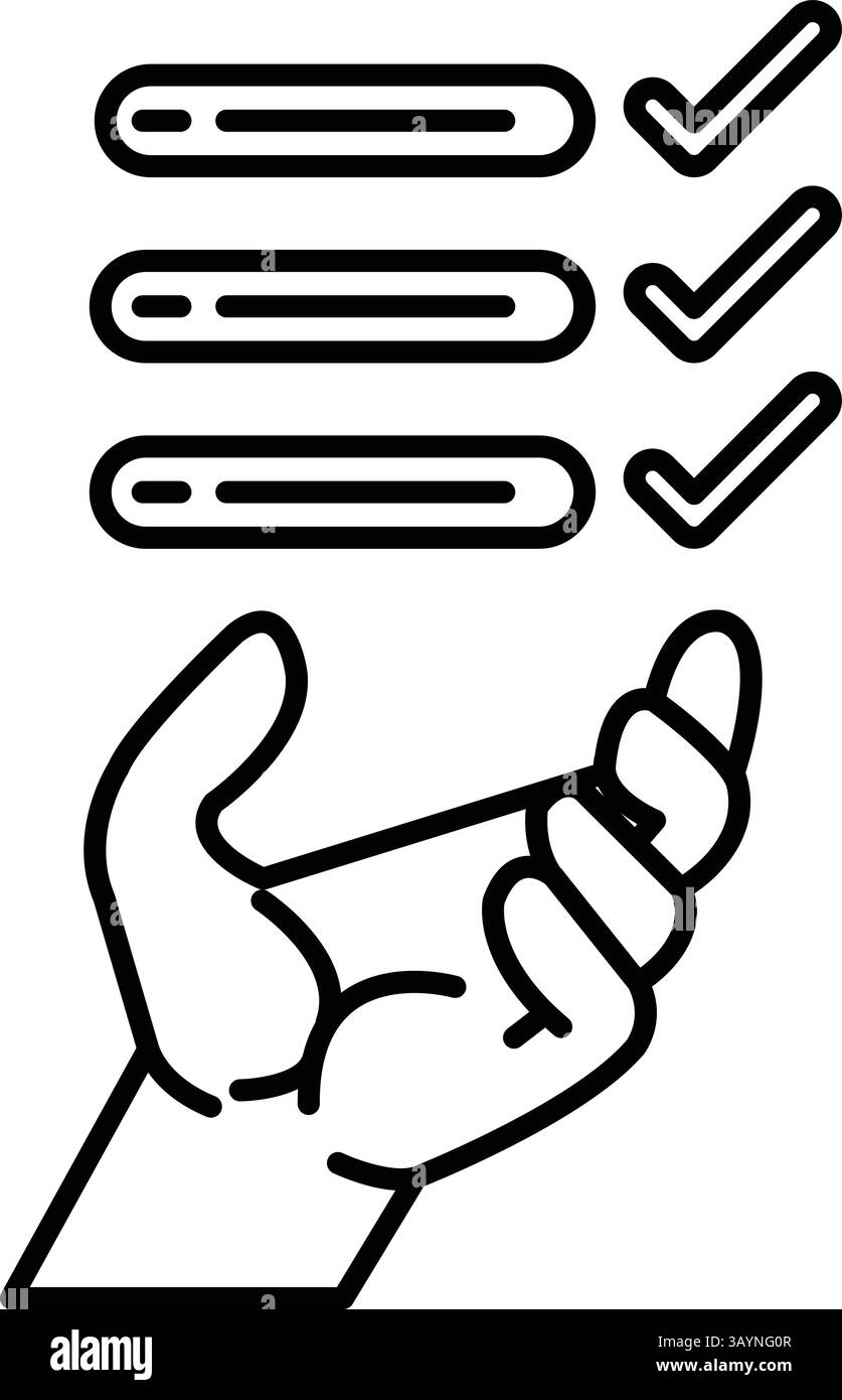 A hand holding a check mark with a thumbs up Stock Vector Image & Art ...