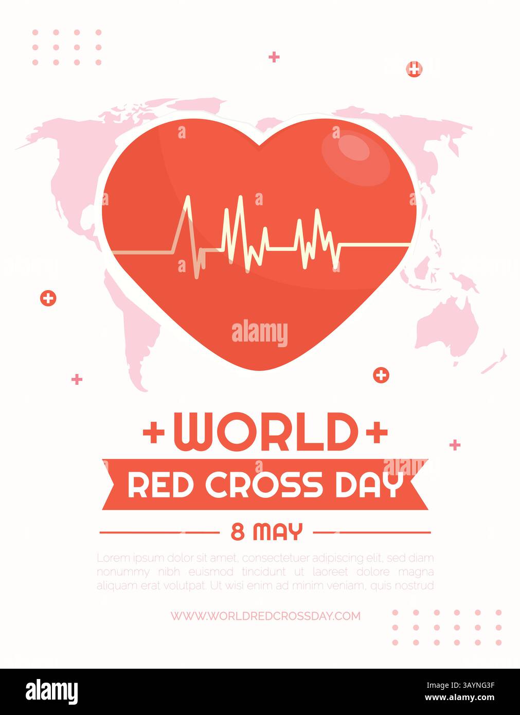 Heart and heartbeat graphic design for World Red Cross Day, vector ...