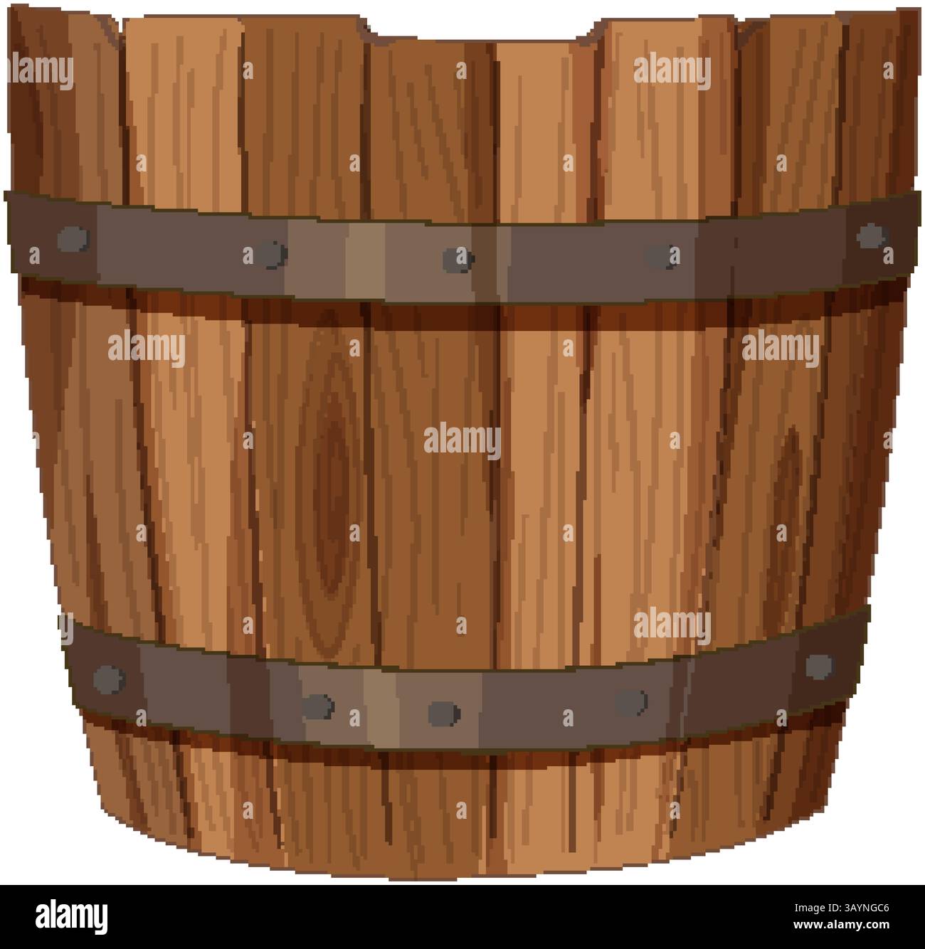 A detailed vector illustration of a rustic wooden barrel, showcasing ...