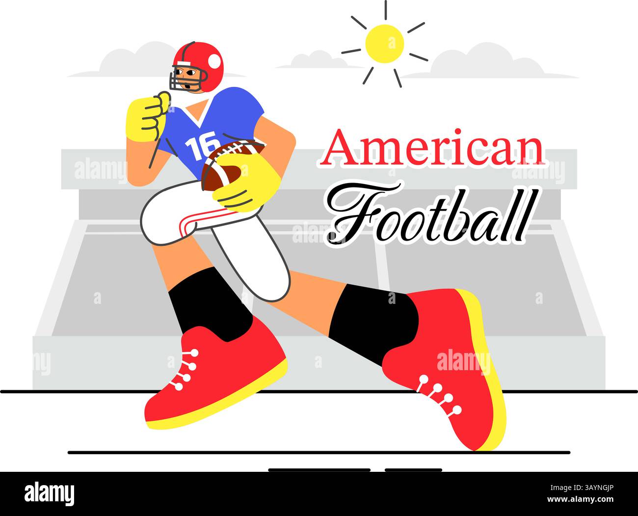 American Football Vector Illustration featuring Athletes Holding the ...