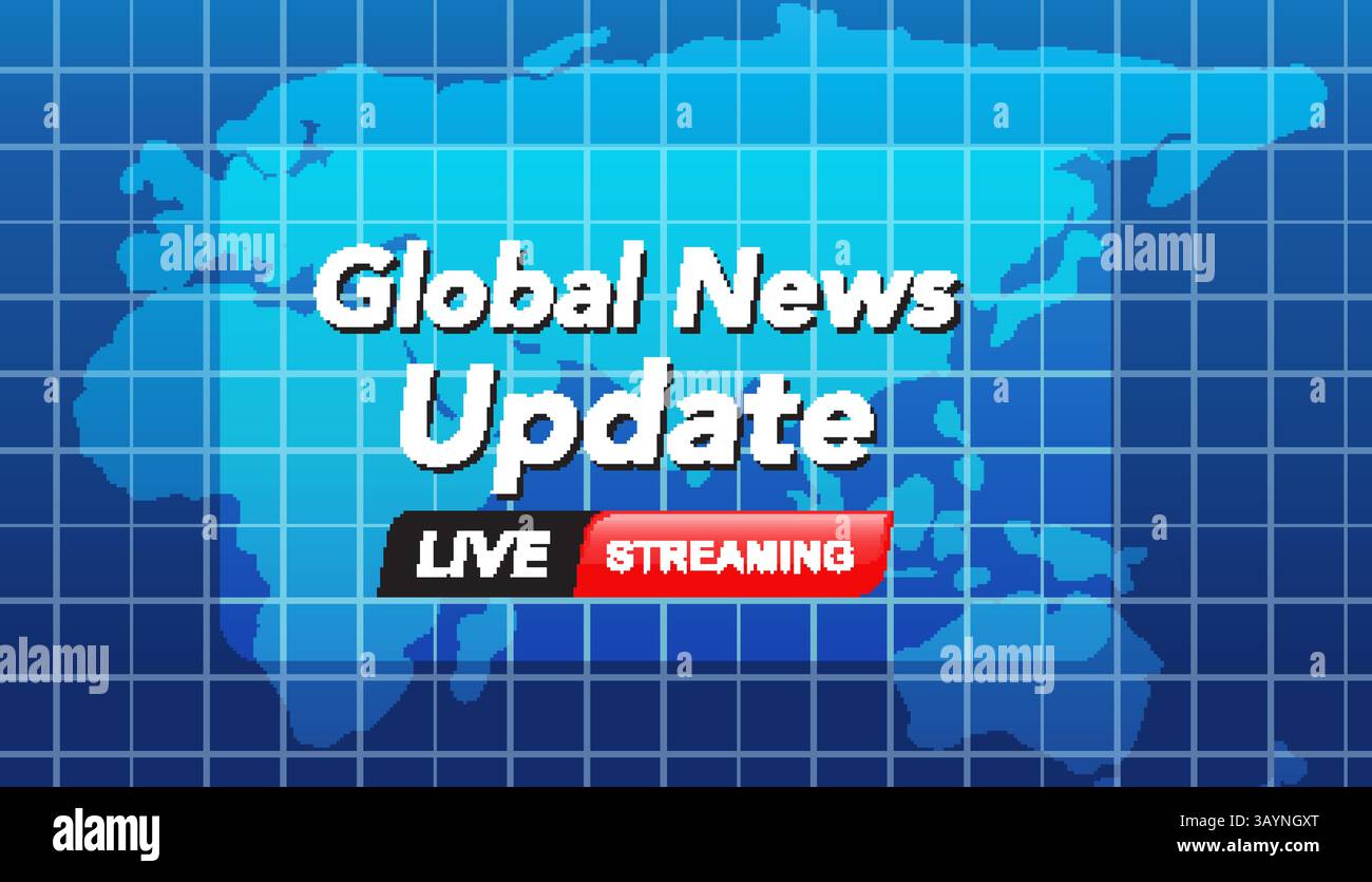 Vector illustration featuring a world map with 'Global News Update ...