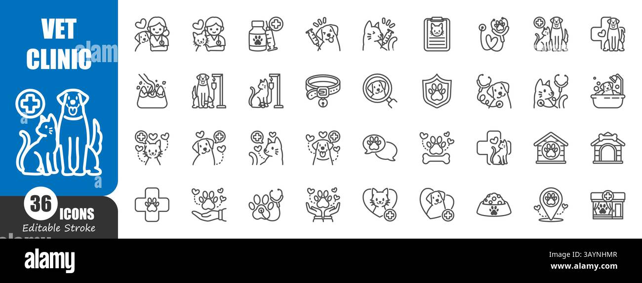 Veterinary clinic . Medical outline icon . Editable stroke . Vector ...