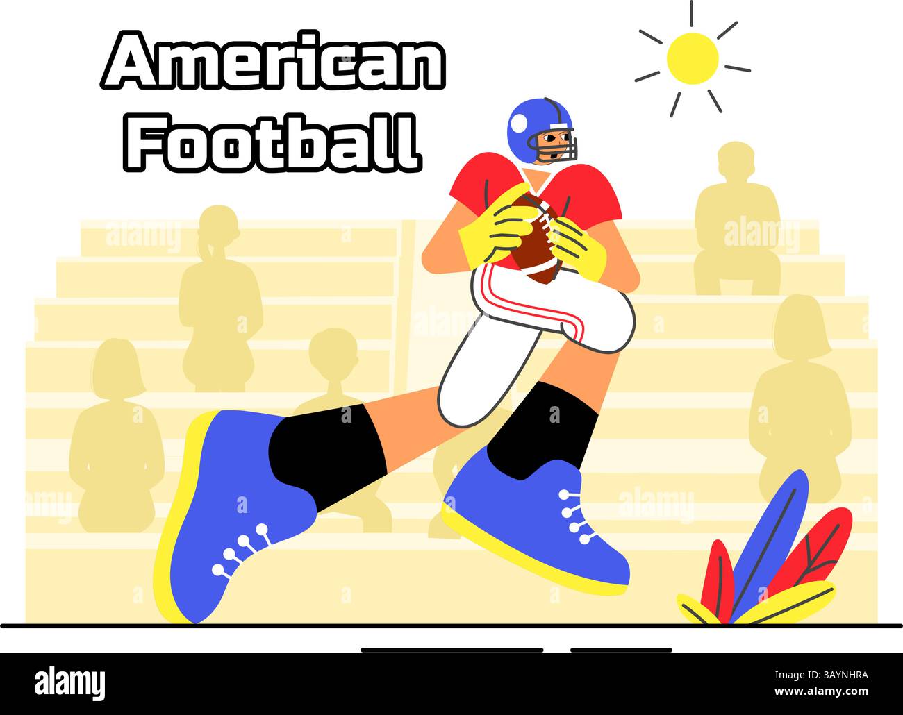 American Football Vector Illustration featuring Athletes Holding the ...