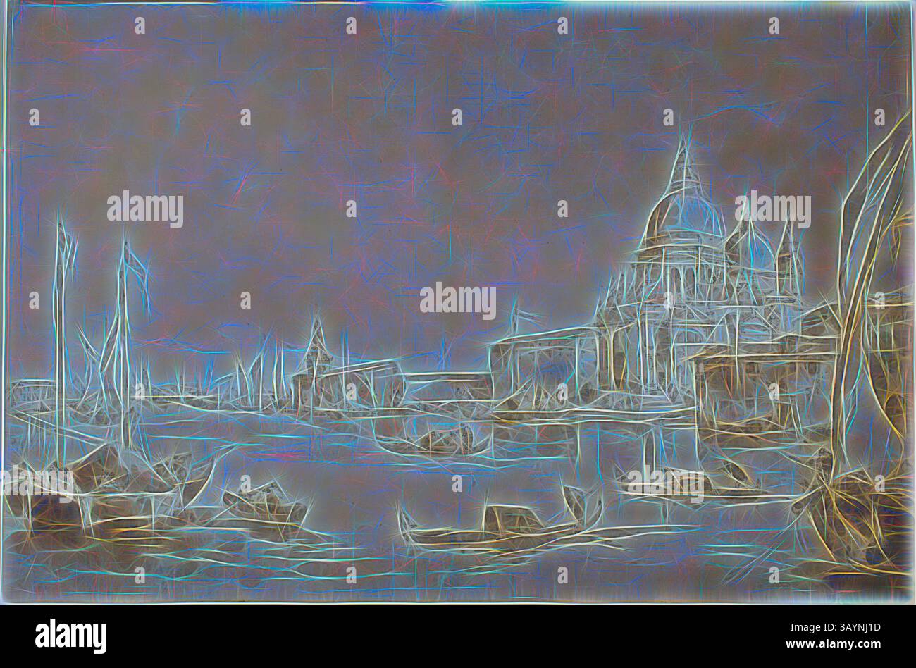 Serene waterfront scene features graceful boats hi-res stock ...