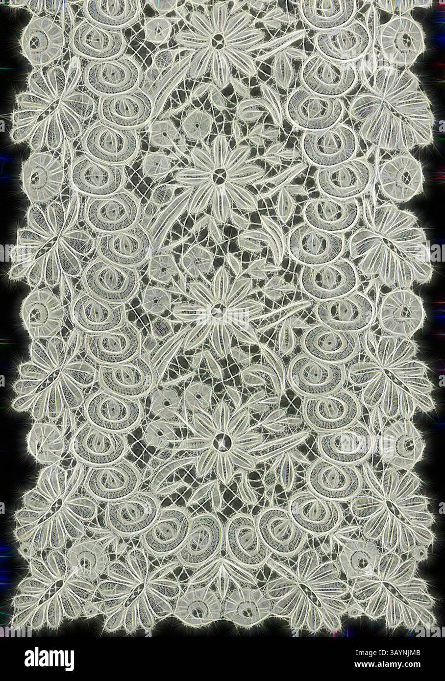 Intricate floral lace pattern featuring a mix of stylized flowers and ...