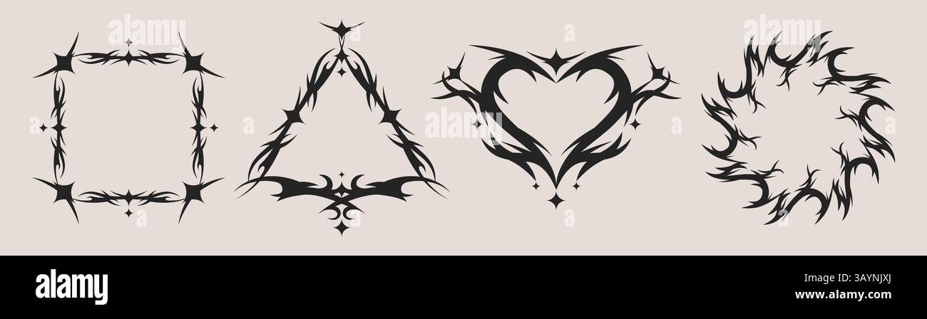 Neo tribal tattoo frames set isolated on background. Vector realistic ...