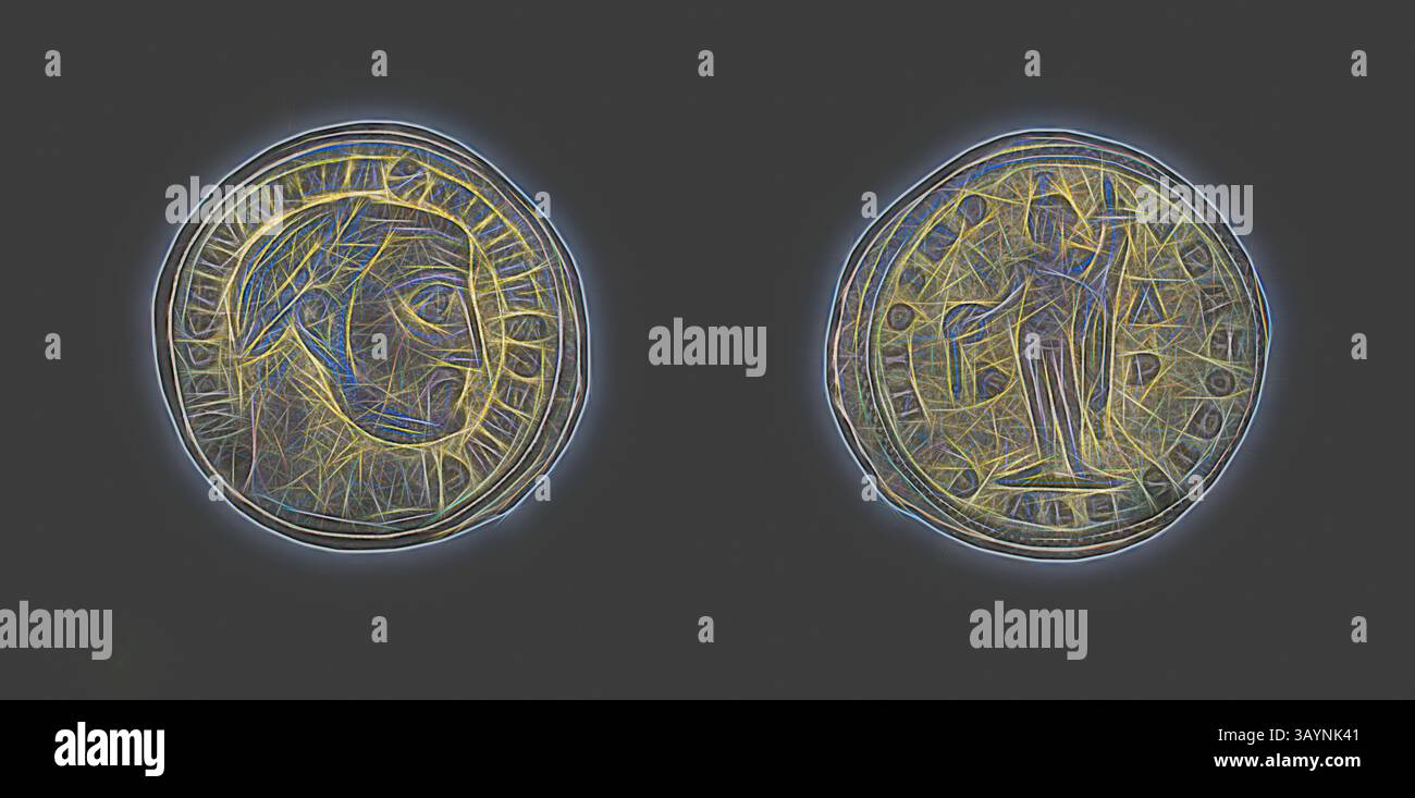 Two ancient coins displayed side by side, featuring intricate designs ...