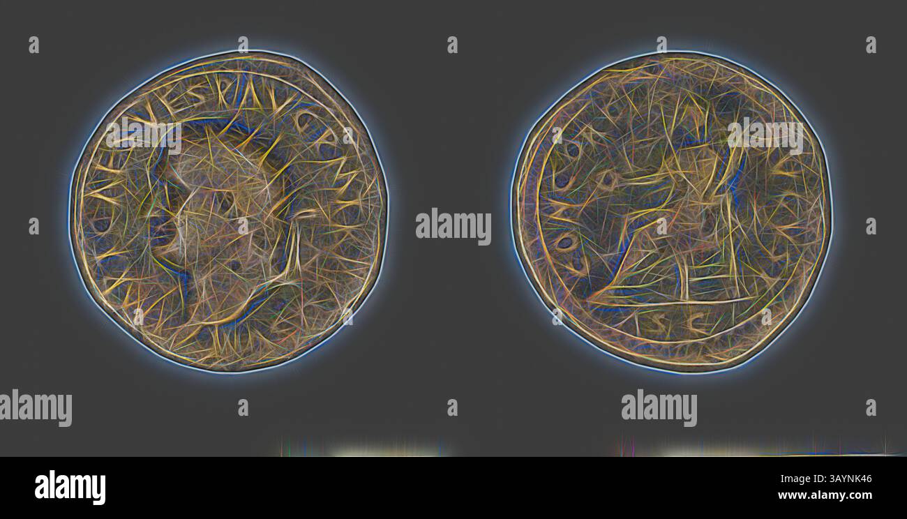 A detailed depiction of two ancient coins, showcasing intricate designs ...