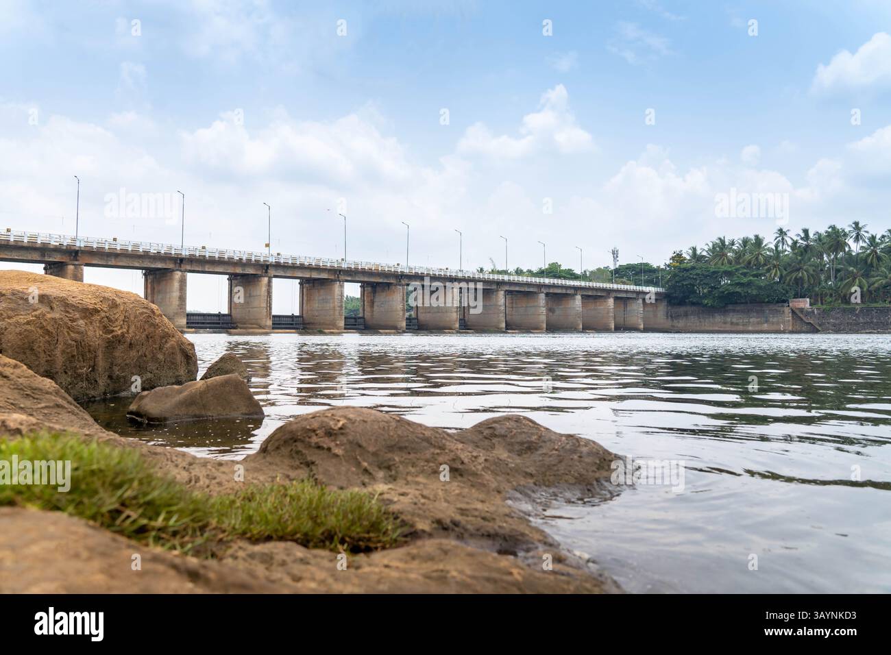 Oorkkadav Chaliyar regulator-cum bridge. Viewpoint is located at ...