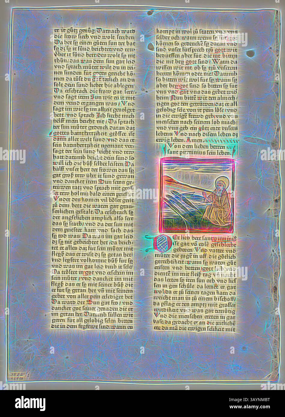 An ornate manuscript page featuring an intricate illustration of a ...