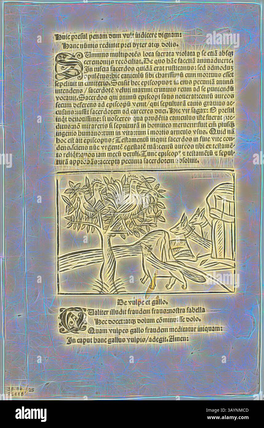An ancient manuscript features a detailed illustration of a fox amidst ...
