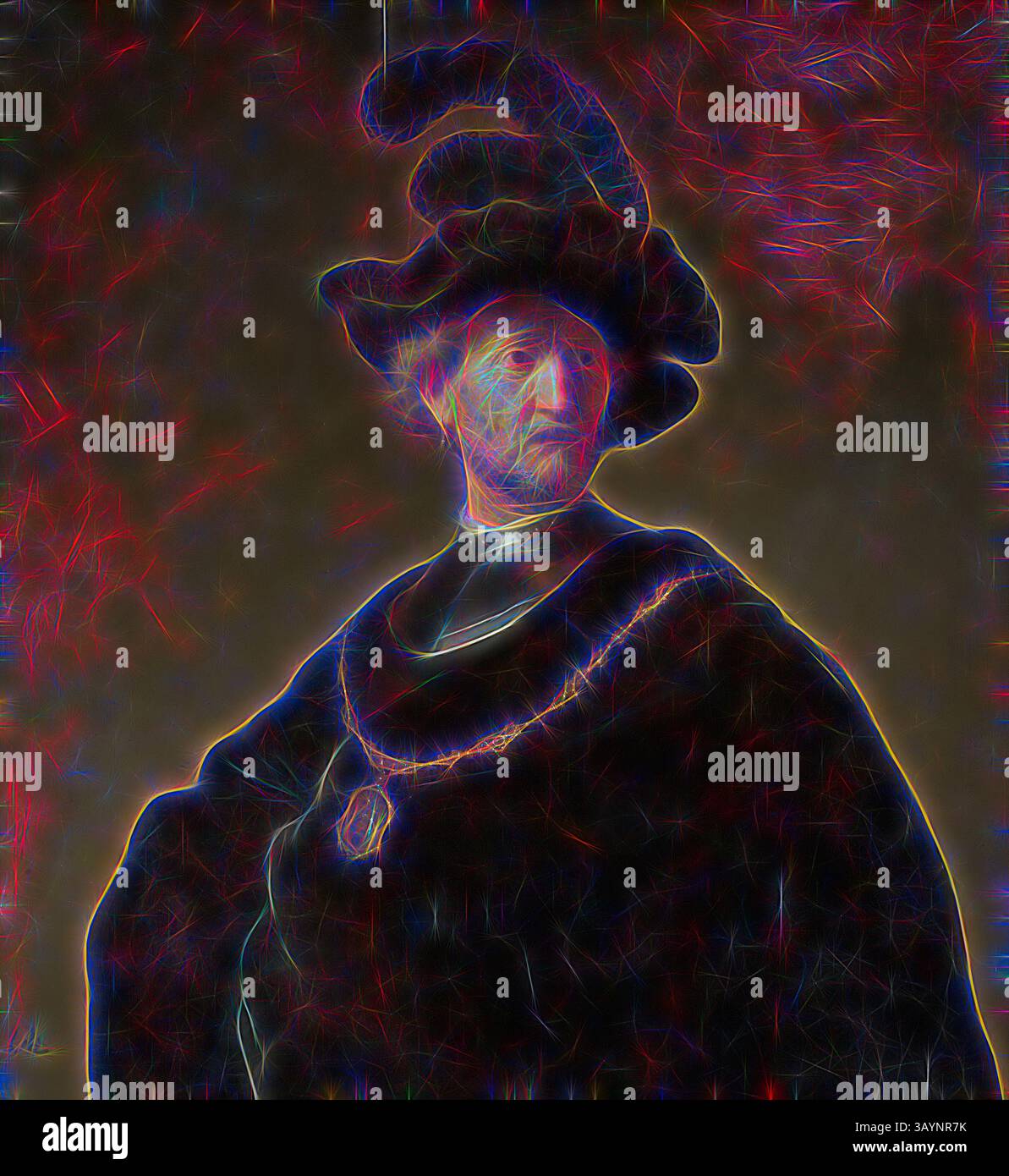 A figure dressed in an elaborate robe, adorned with a distinctive high ...