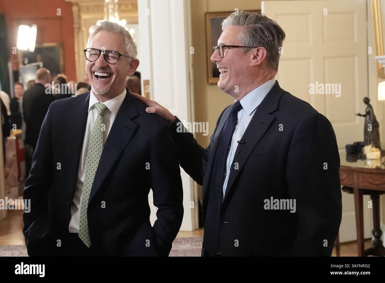 Prime Minister Sir Keir Starmer laughing with Gary Lineker during a ...