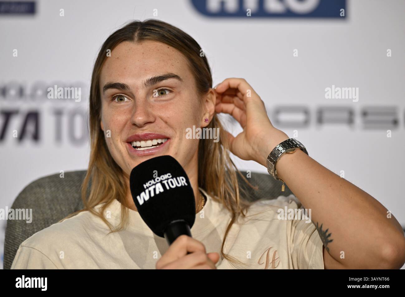 Aryna Sabalenka BLR, press conference, PK, interview, microphone, mic ...