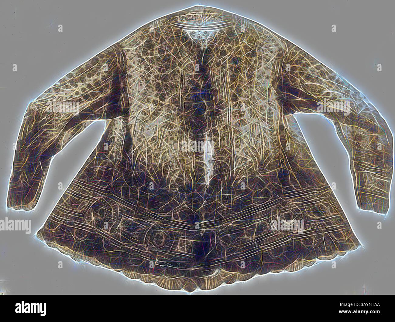An intricately designed garment featuring geometric patterns and a ...