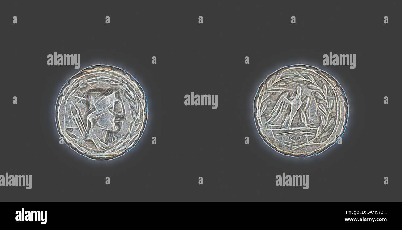 Two intricately designed coins are displayed, one featuring a profile ...