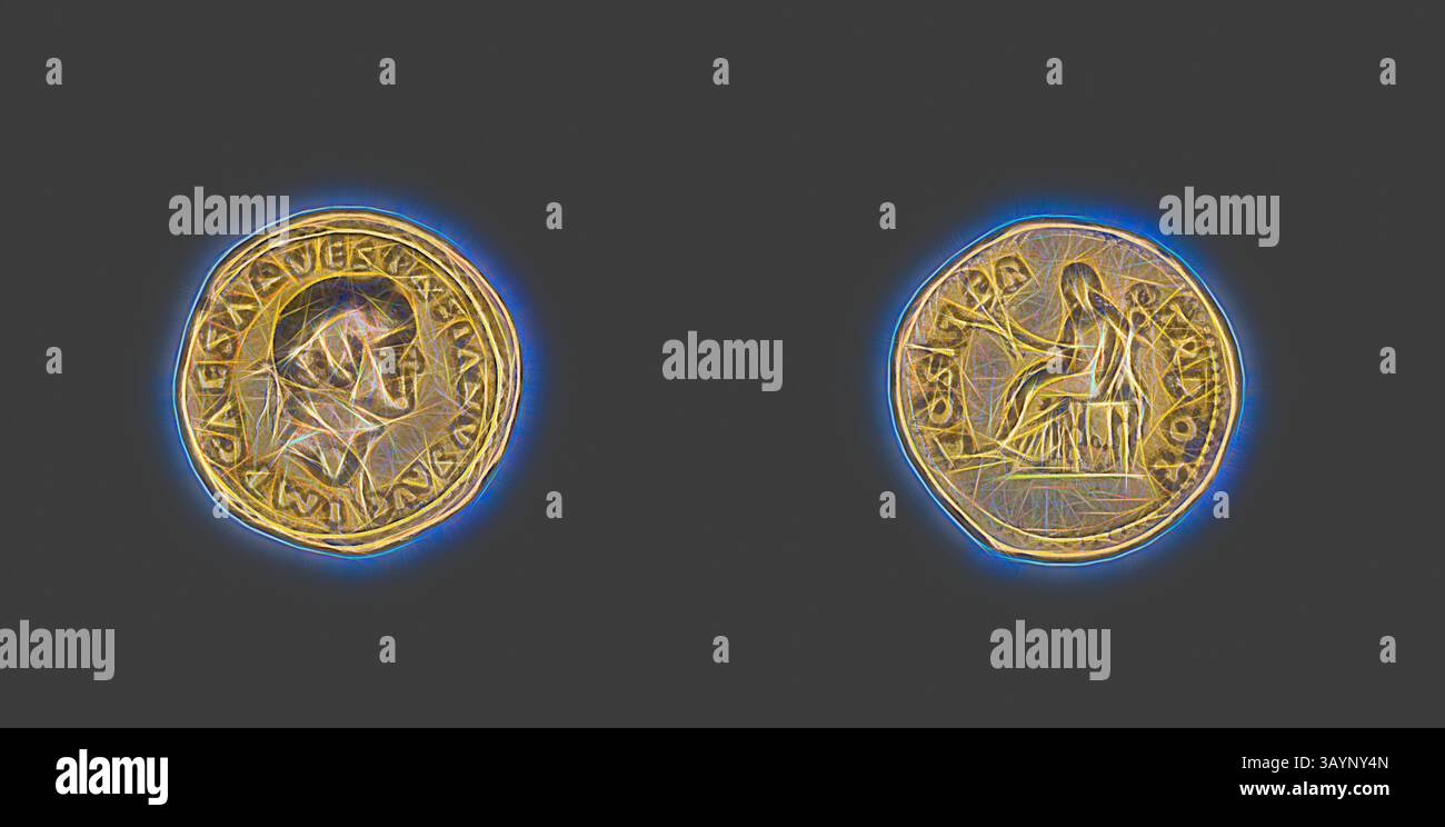 Two ancient coins are displayed side by side, featuring detailed ...