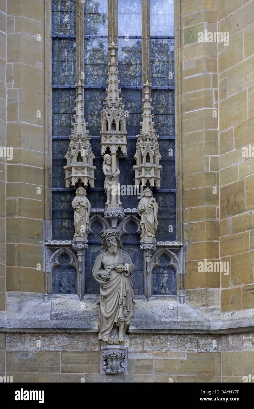 Statues of saints on the wall of Saint Jacob Church, lutheran in the ...