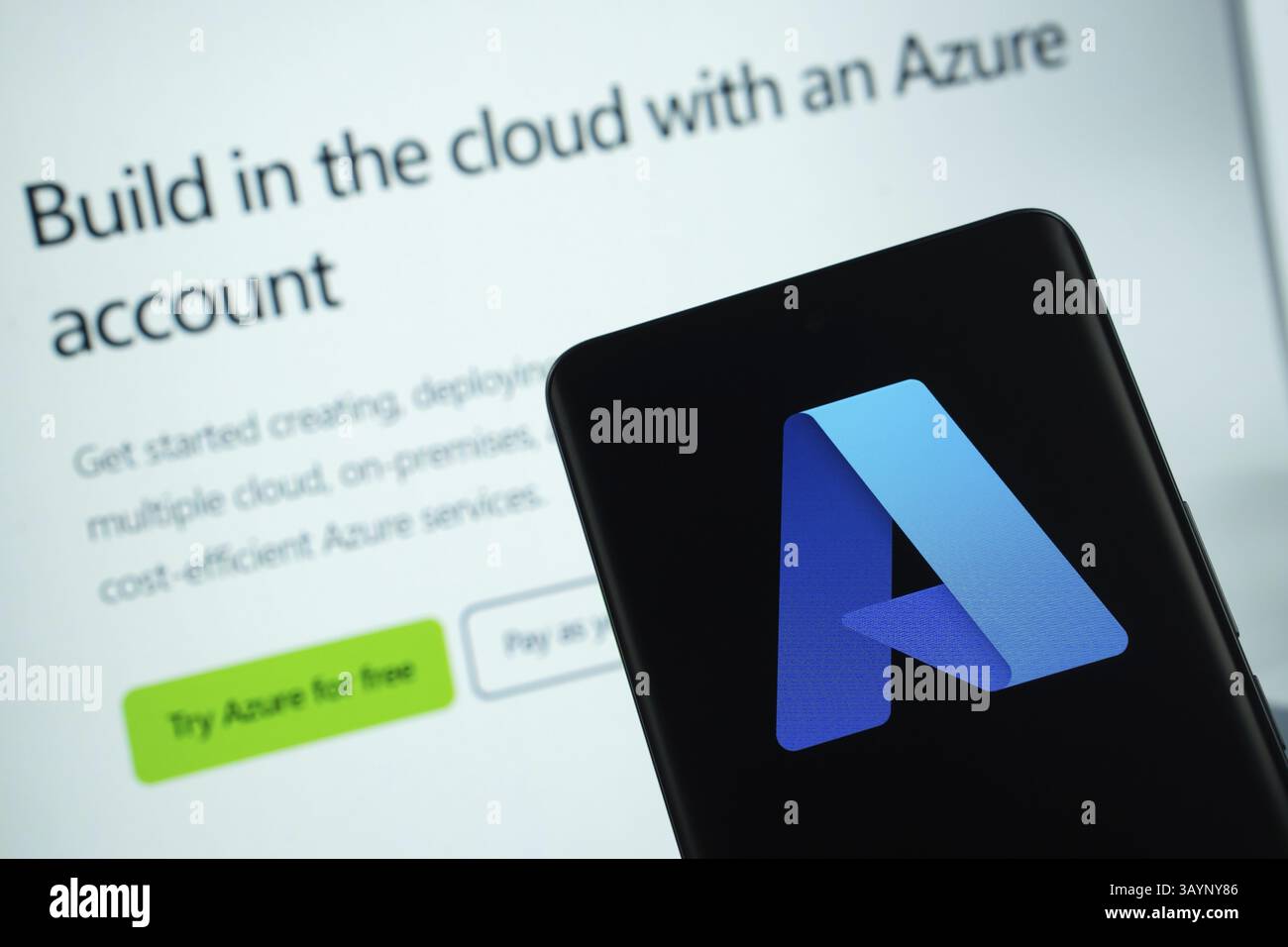 Dhaka, Bangladesh - 17 March 2025: The logo of the microsoft azure is ...