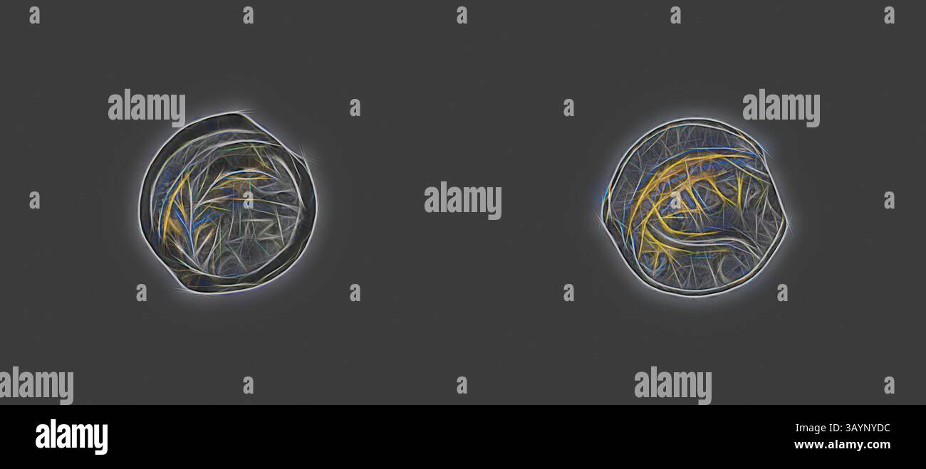 Two abstract representations of circular objects, each featuring ...