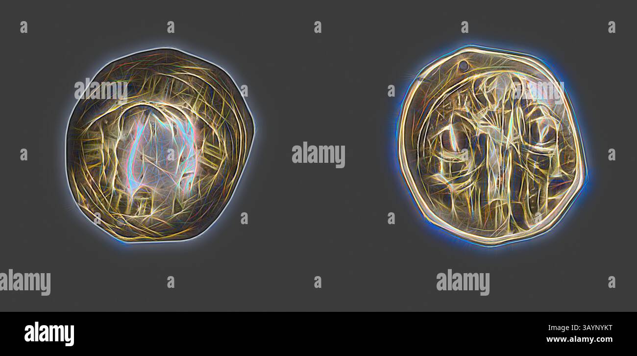 Two abstract representations of spherical objects, showcasing intricate ...