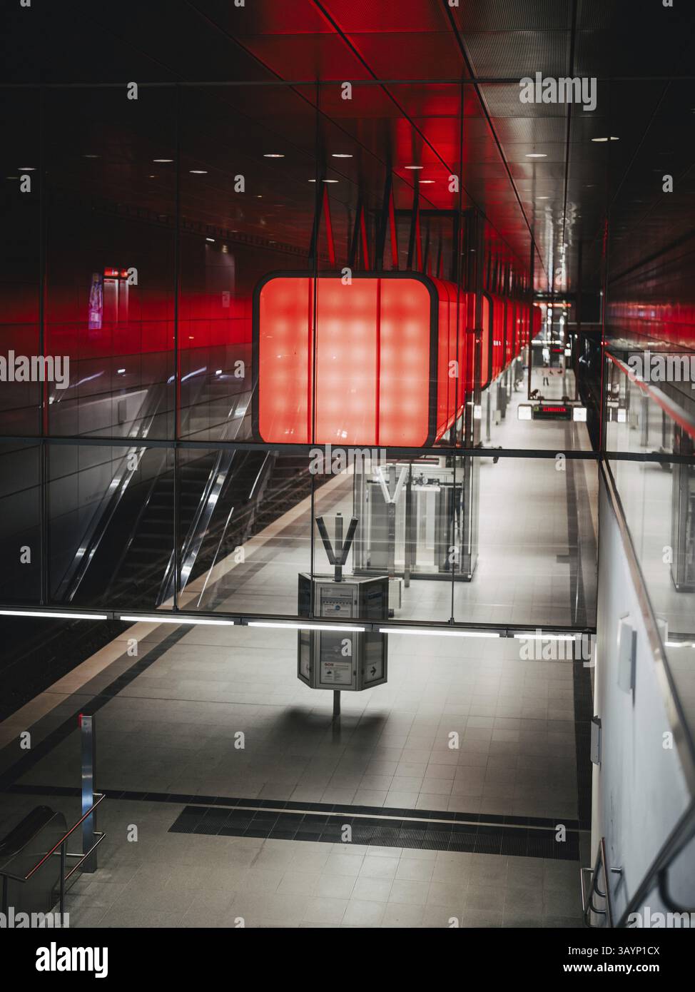 Hamburg, Germany, A modern underground station with futuristic designs ...
