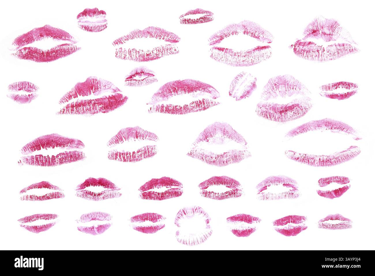 Red lips stamps isolated on white background Stock Photo - Alamy
