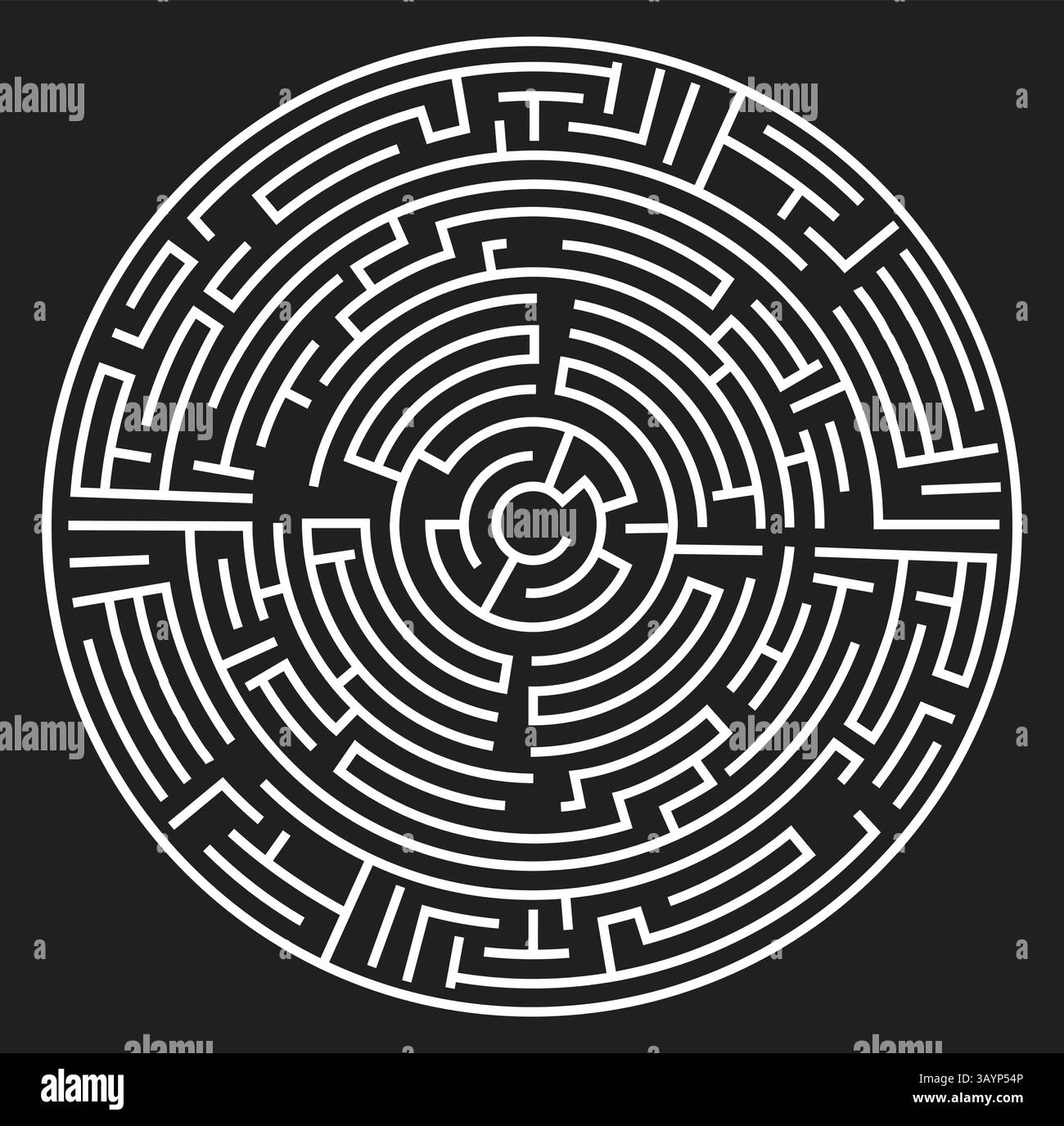 Black and white circular maze puzzle challenges to find the winding path to success Stock Vector ...
