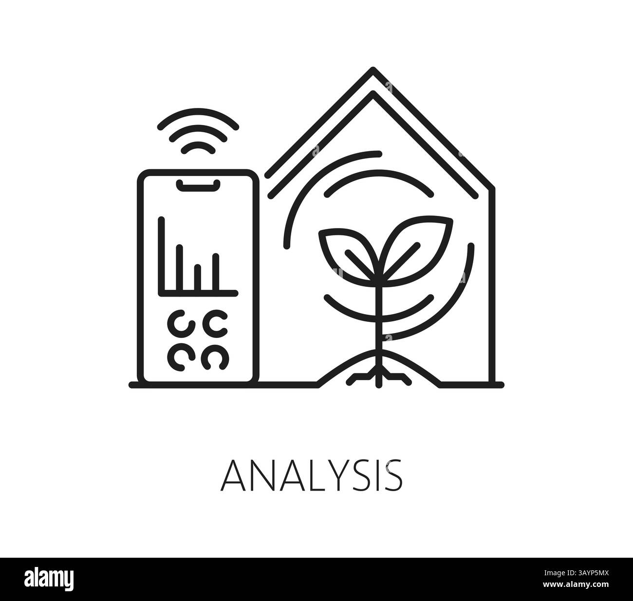 Mobile crop analysis, robot smart farm icon, agriculture technology and ...