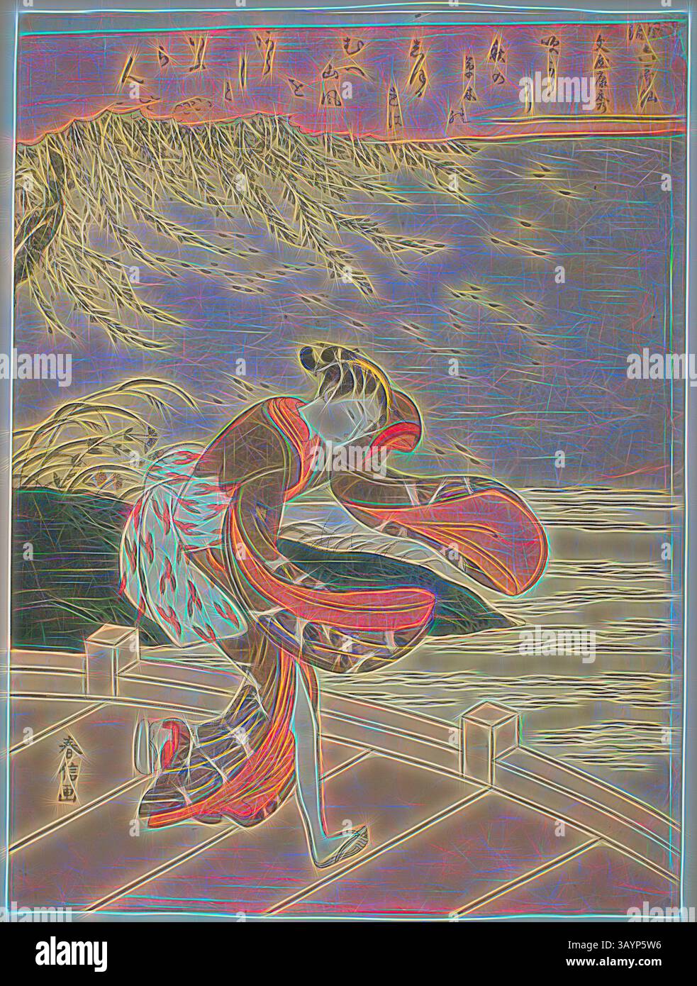 A figure gracefully moves along a shoreline, adorned in flowing ...