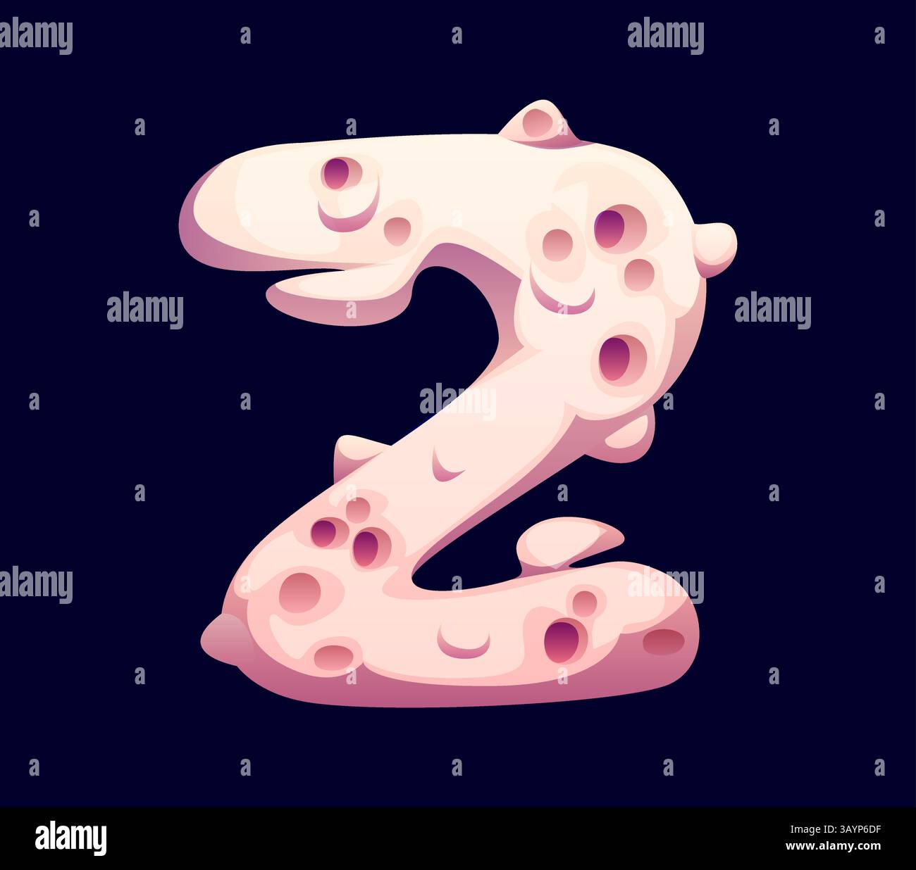 Beach seashell cartoon font letter Z. Underwater mollusk seashell ...