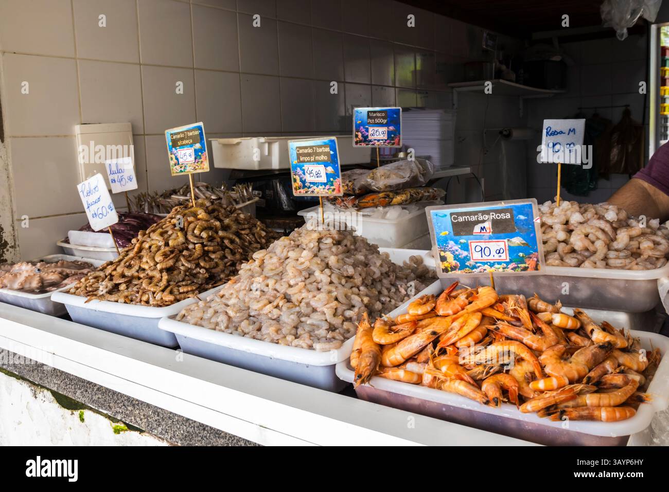 Peruibe, Sao Paulo, Brazil. January 17, 2025., Brazil. Fresh seafood ...
