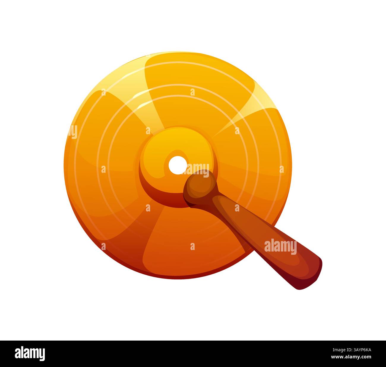 Cartoon musical font letter Q as a cymbal with wooden drumstick, music ...