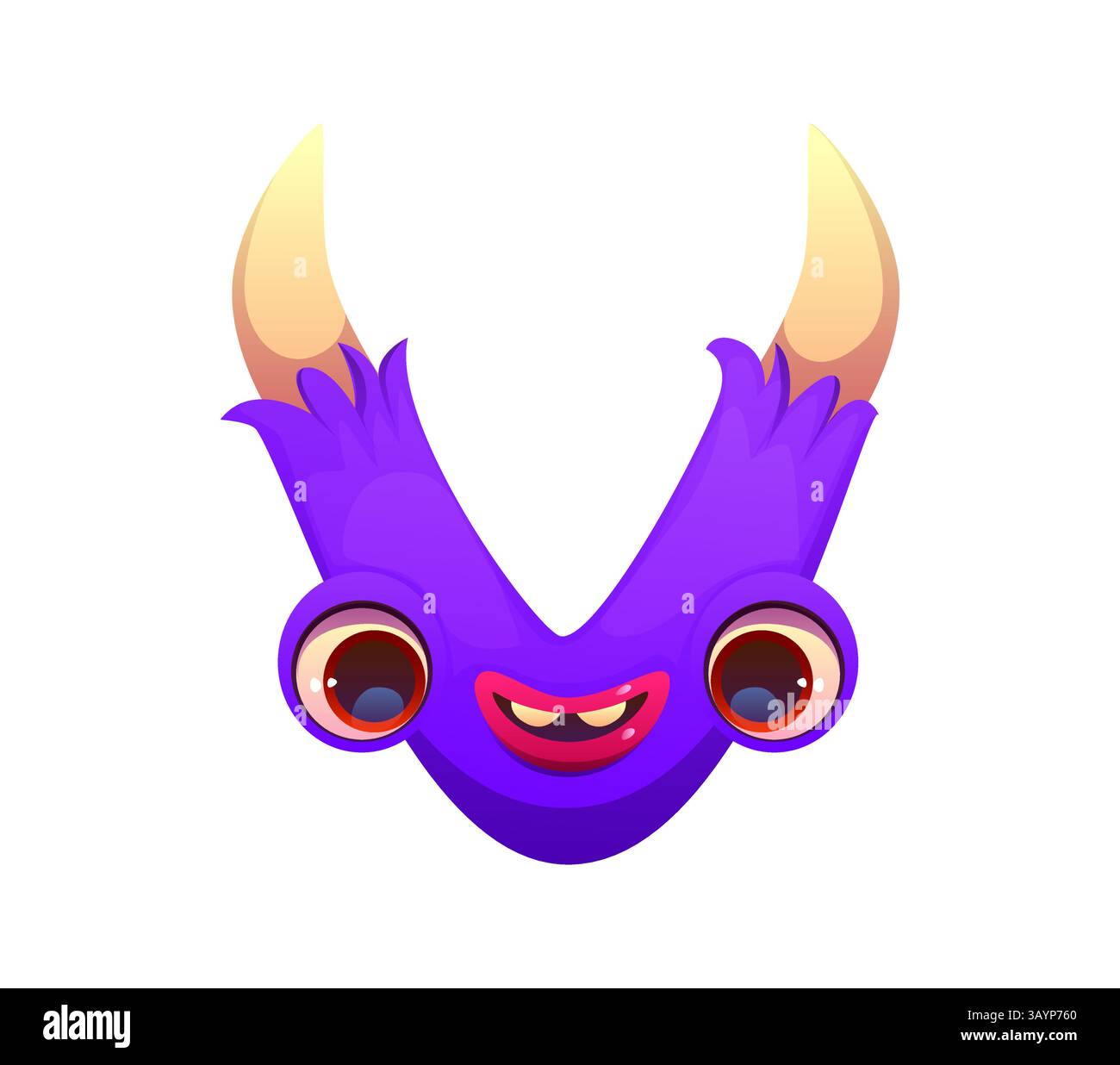 Crazy monster character cartoon font letter V. Bizarre bugaboo monster ...