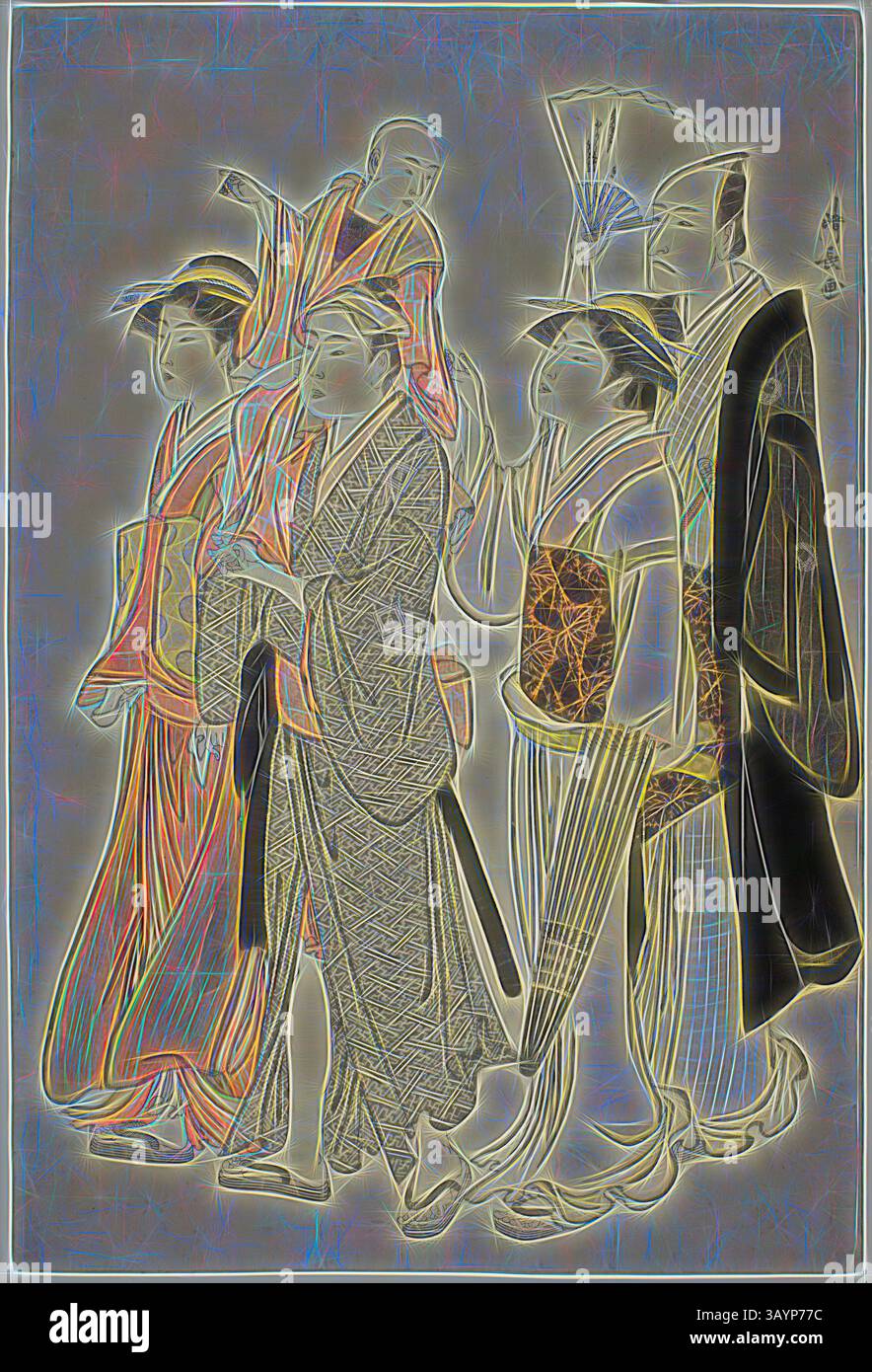 A traditional scene featuring elegantly dressed figures in historic ...