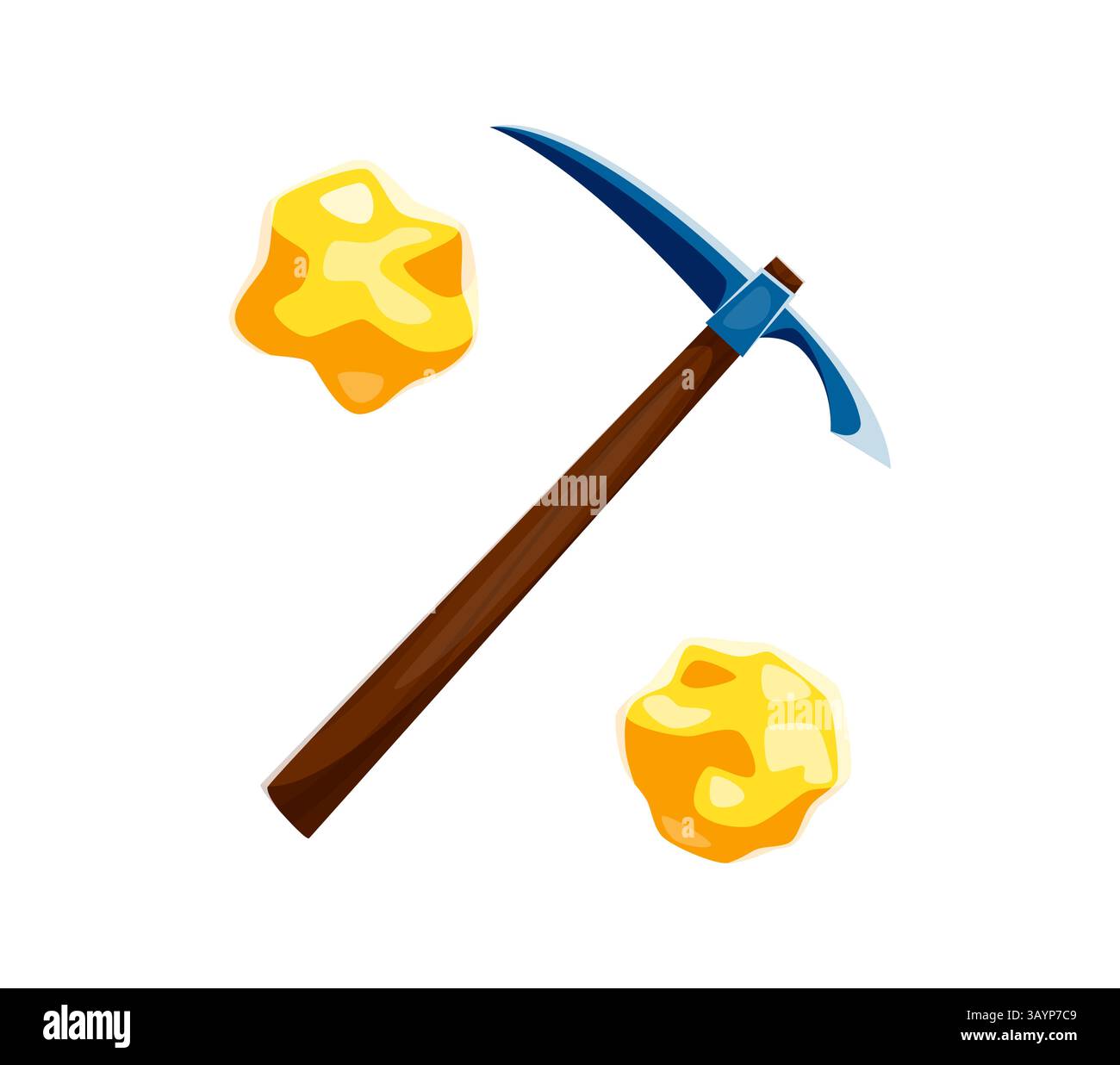 Cartoon percent symbol as a mining pickaxe and gold nuggets. Vector ...