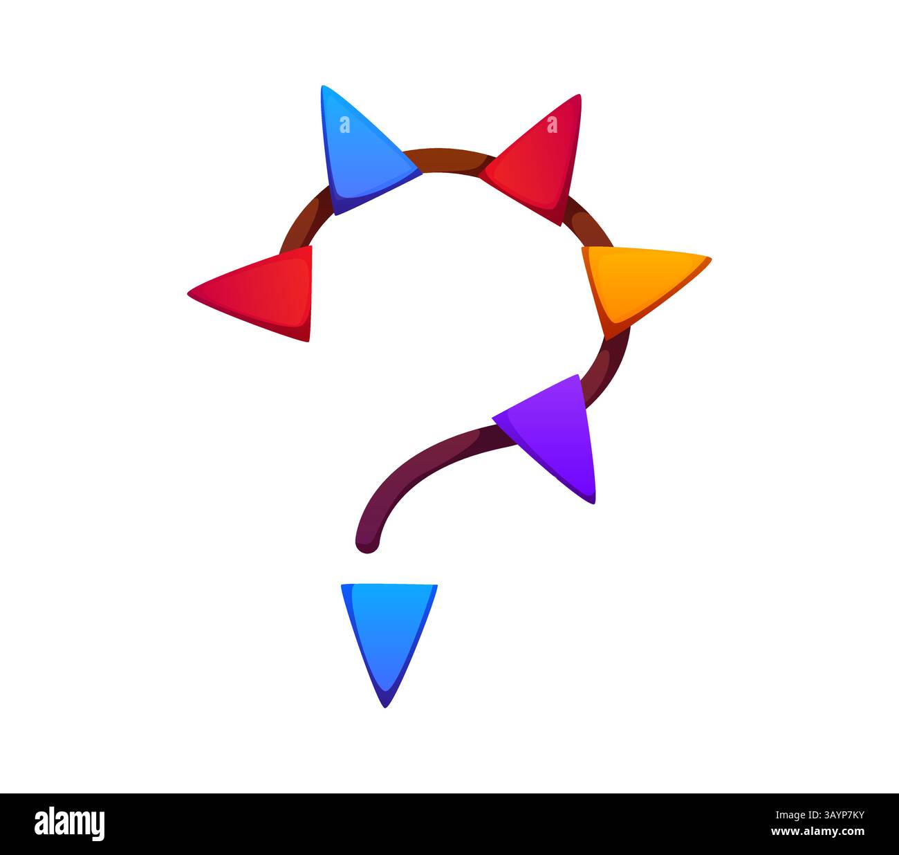 Cartoon circus font, question mark as a colorful flag garland. Retro ...