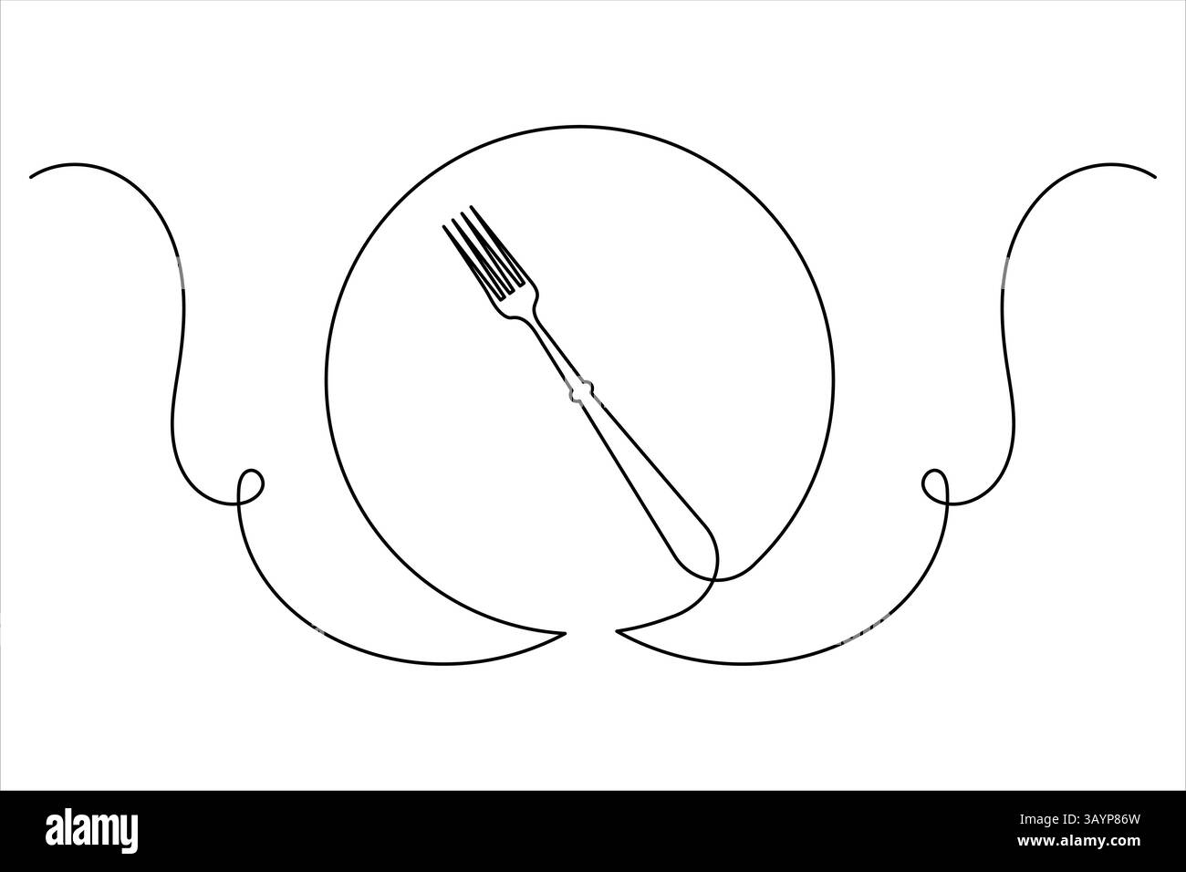 Fork and Knife one line drawing of continuous line vector illustration ...