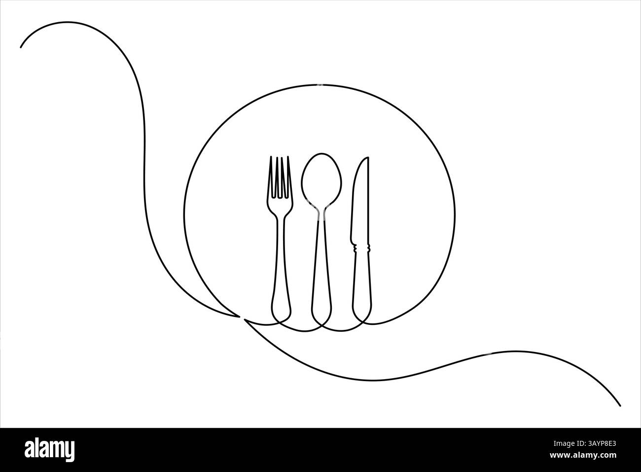 Fork and Knife one line drawing of continuous line vector illustration ...